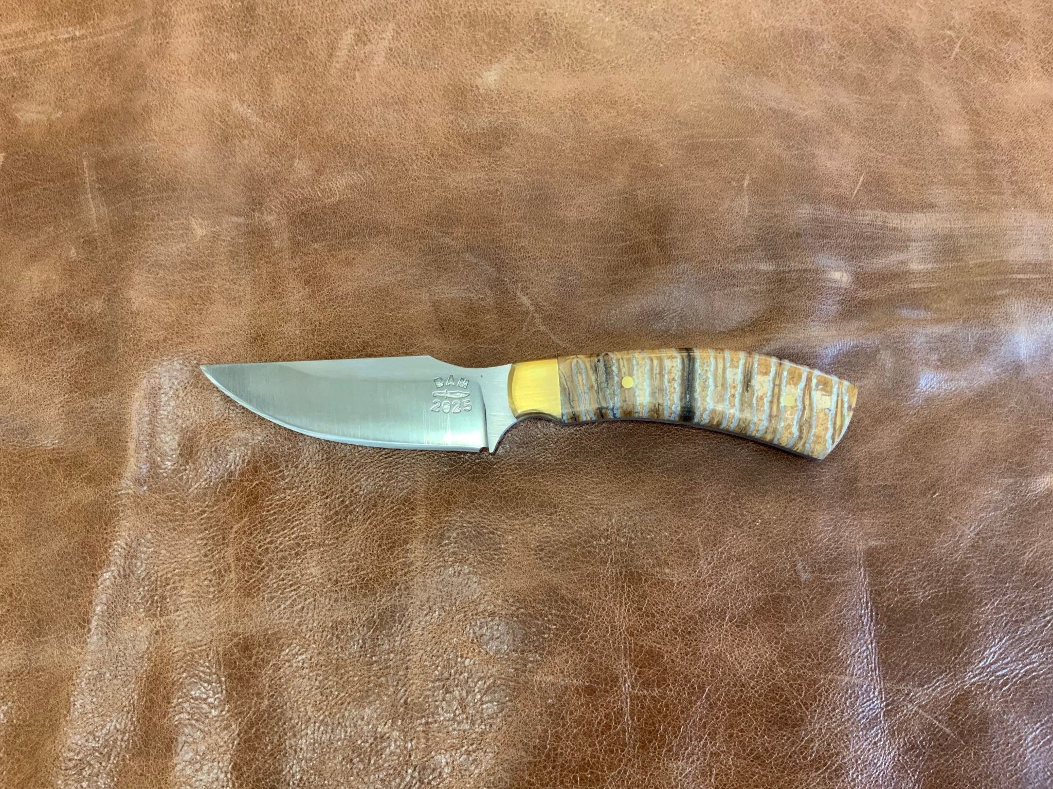 BAM Custom #333 Woolly Mammoth Molar 80CRV2 Steel Knife w/ Handmade Le ...