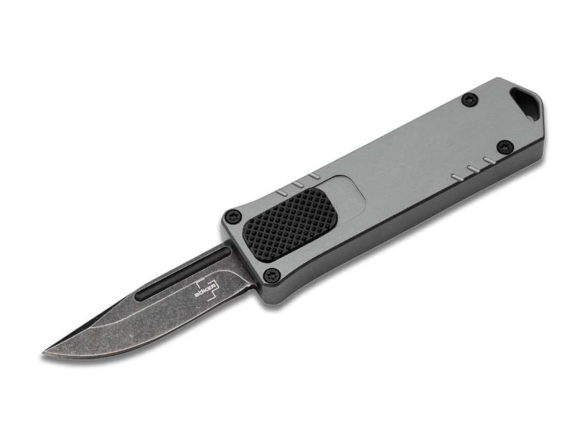 Boker Plus USB OTF 2.0 Knife 1.77" D2 Gray Handle Black Blade ...
